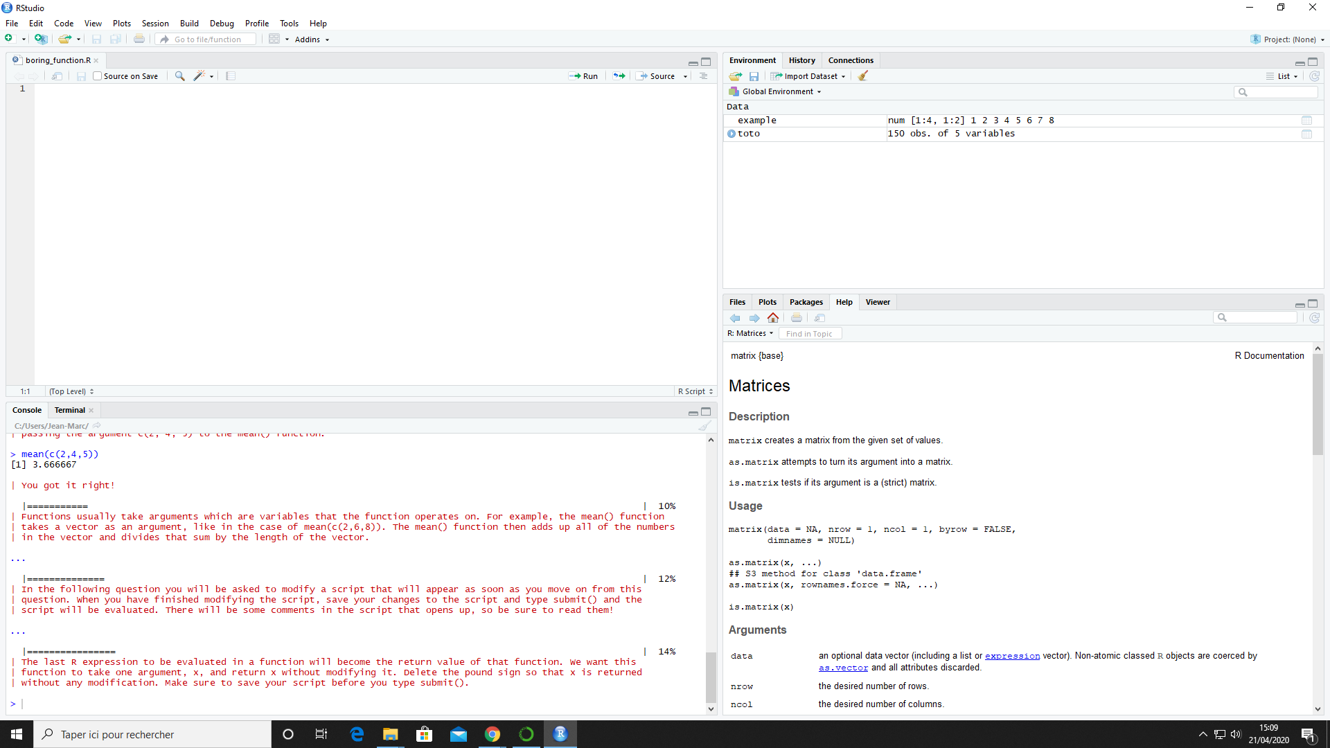 Lesson 9 swirl: boring_function is loaded empty of code or comments · Issue #799 · swirldev ...