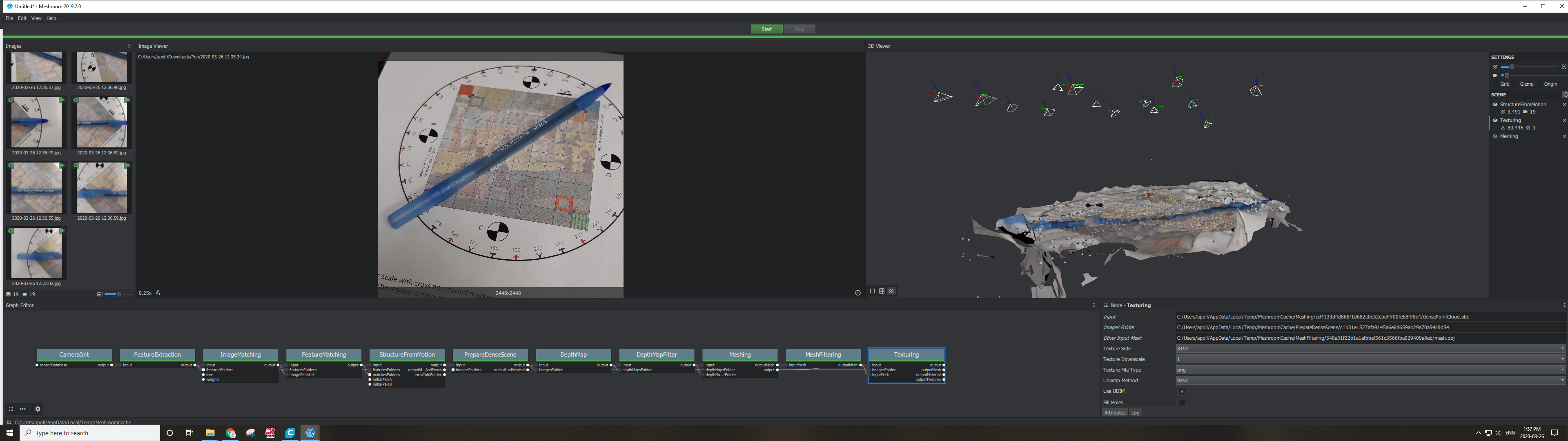 Can't get Meshroom to crunch these photos. Is it a problem with my cell phone camera or the way ...