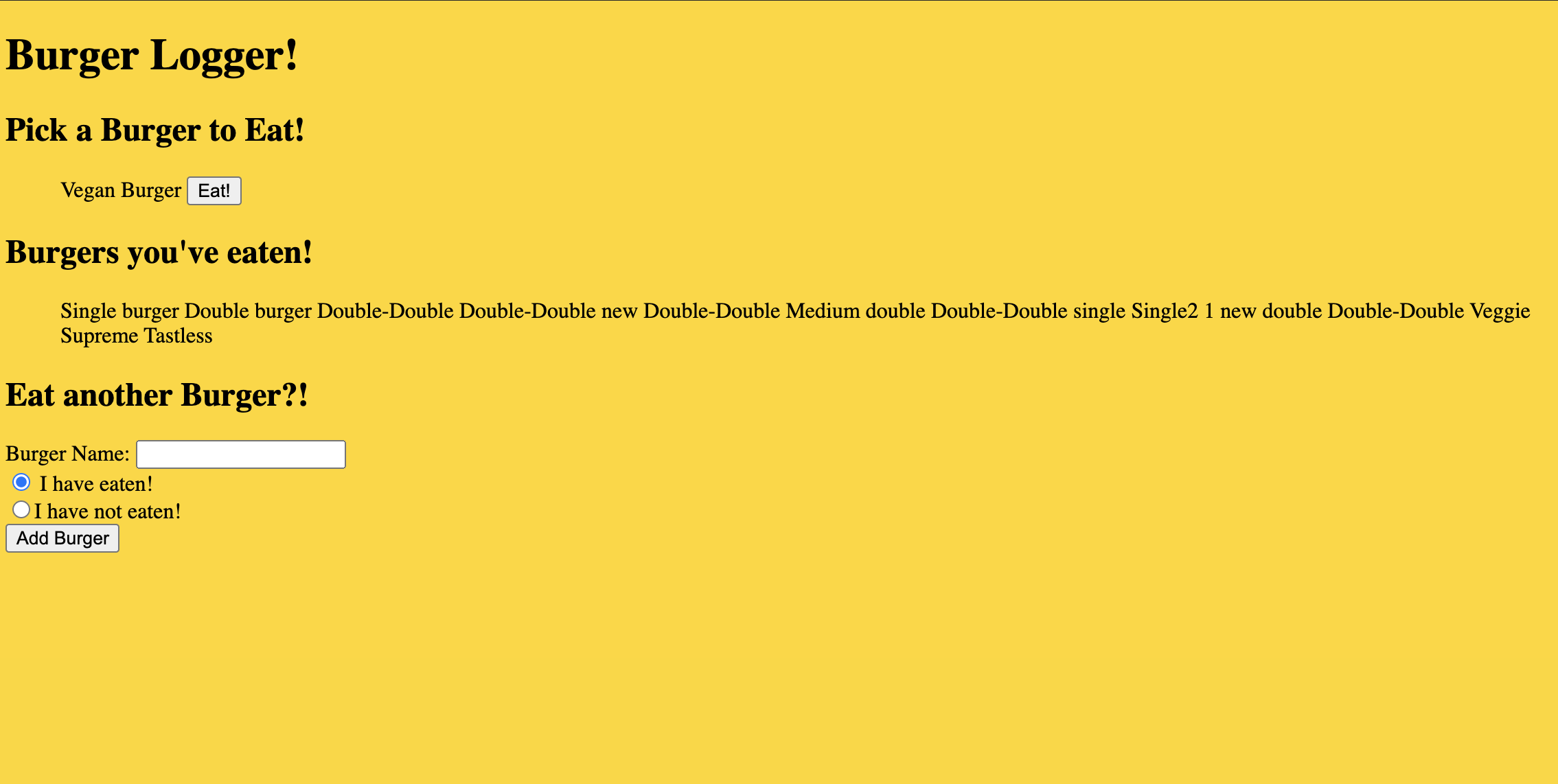 Github Lillianparisburger Logger My Sql Node Express And Handlebar Burger Loggers Allows