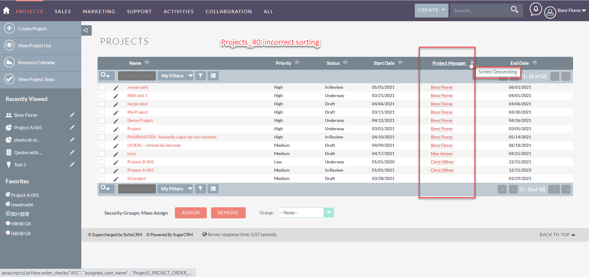 Incorrect sorting of records · Issue #9142 · salesagility/SuiteCRM · GitHub