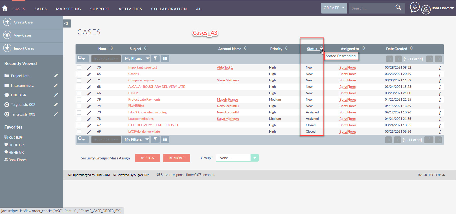 Incorrect sorting of records · Issue #9142 · salesagility/SuiteCRM · GitHub