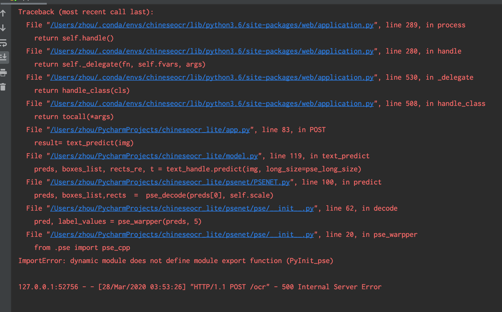 mac识别时报错 · Issue #97 · DayBreak-u/chineseocr_lite · GitHub