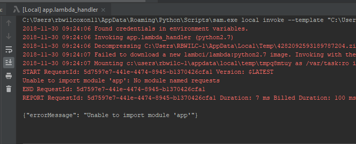 Local lambda handler can't find import in pycharm · Issue #650 · aws/aws-toolkit-jetbrains · GitHub