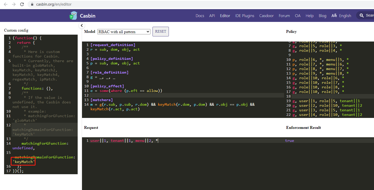 [Question] Result is not matched to the editor in golang program when using RBAC with domain and ...