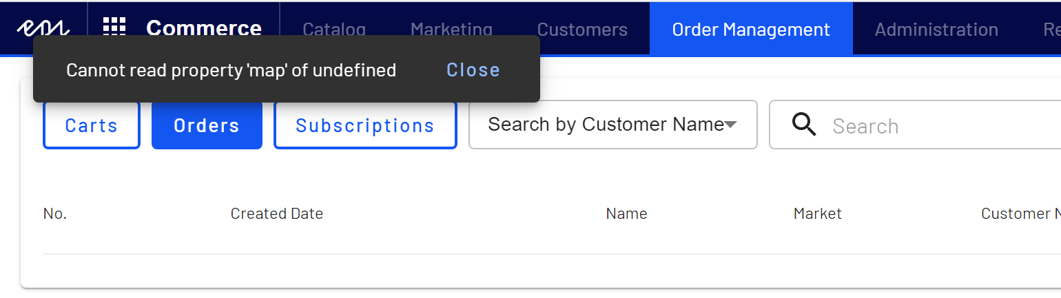 Commerce Order Management: always empty order list with error · Issue #44 · episerver/netcore ...