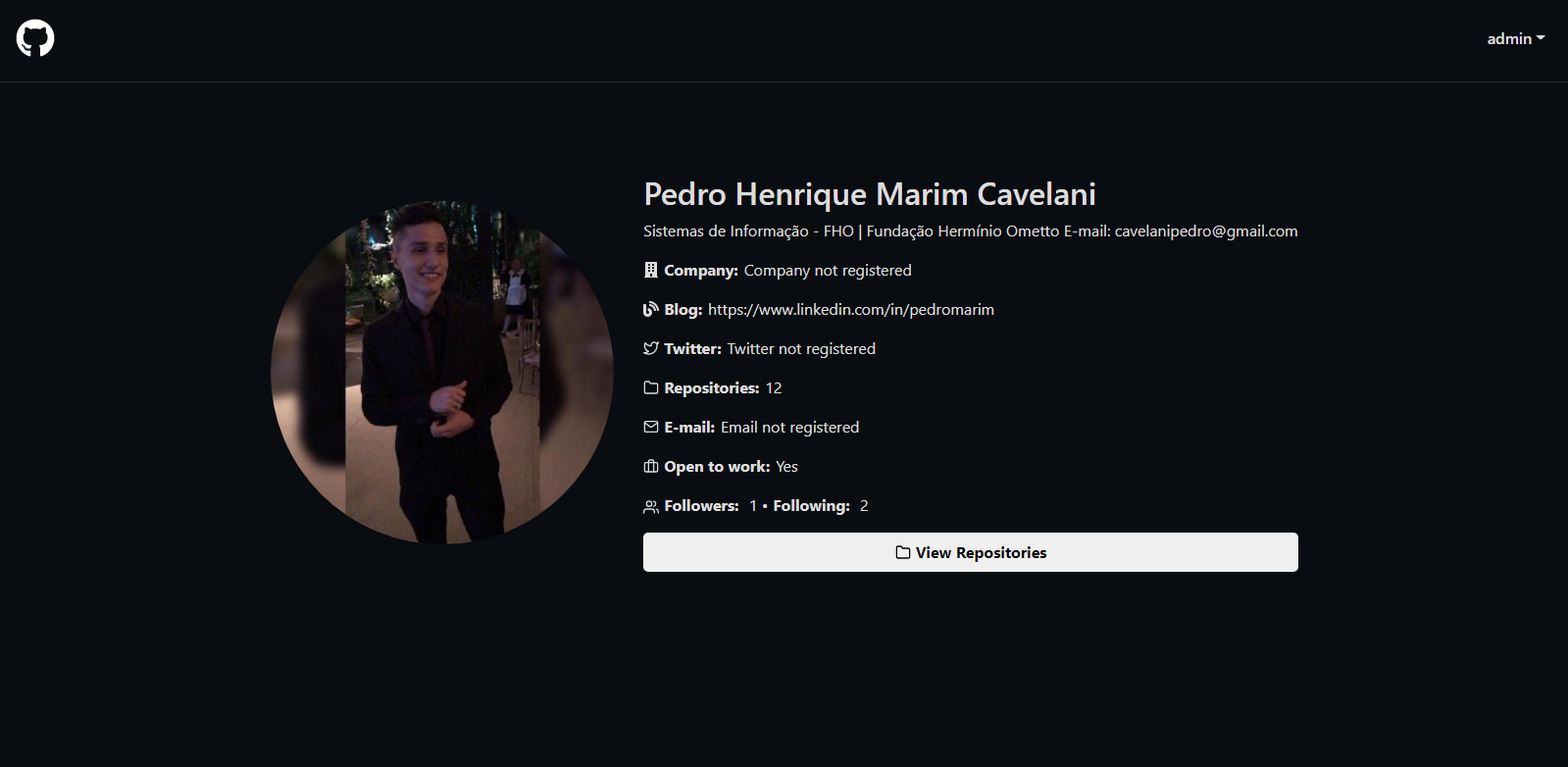 GitHub - pedrohmarim/GitHubSearch: Plataforma web que permite pesquisar usuários do Github ...