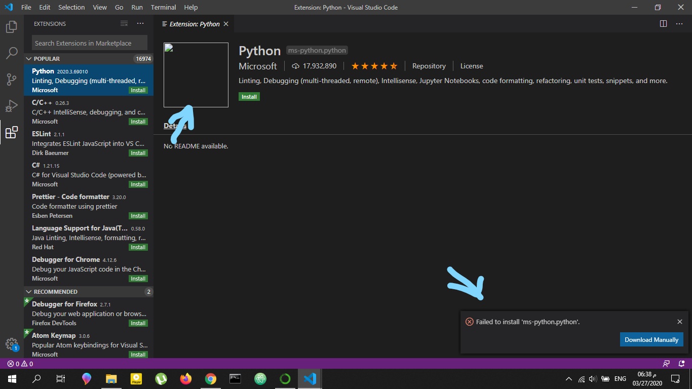 extensions doesn't install · Issue #93588 · microsoft/vscode · GitHub