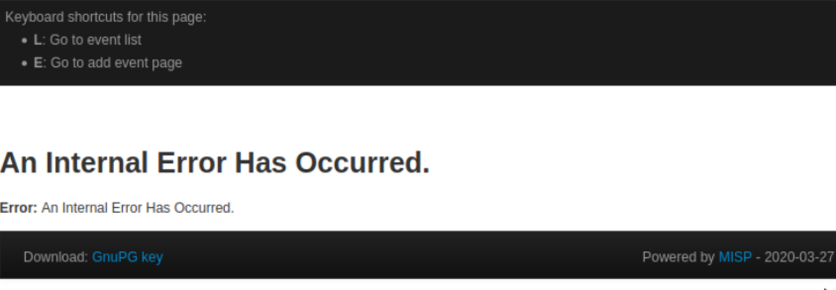 Fresh MISP installation - Web GUI 'Internal error' · Issue #5737 · MISP/MISP · GitHub