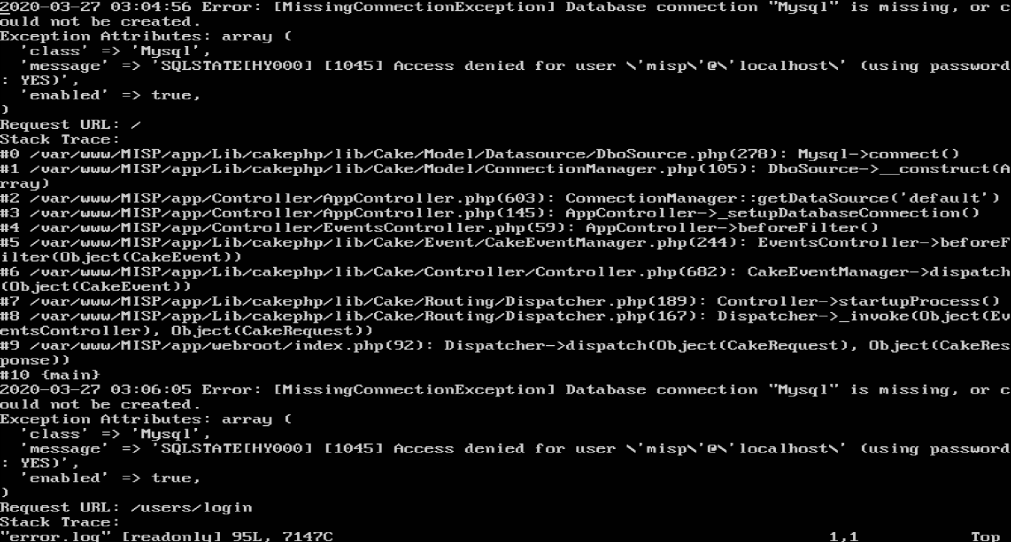 Fresh MISP installation - Web GUI 'Internal error' · Issue #5737 · MISP/MISP · GitHub
