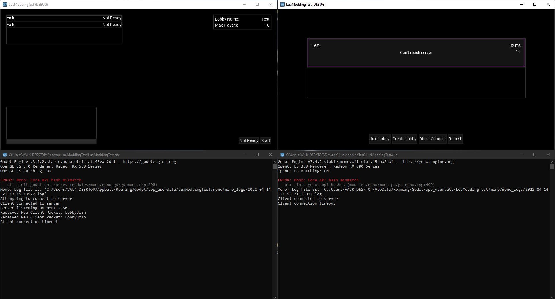Client A can't connect to client B because ENet thread is running already · Issue #13 ...