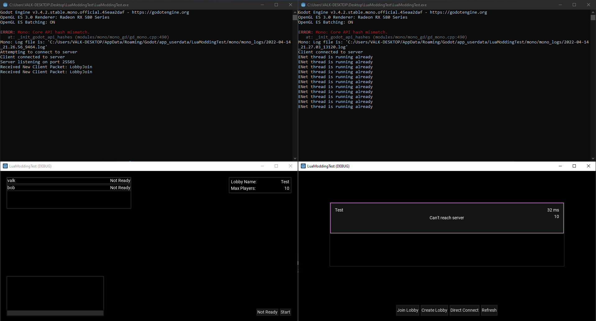 Client A can't connect to client B because ENet thread is running already · Issue #13 ...
