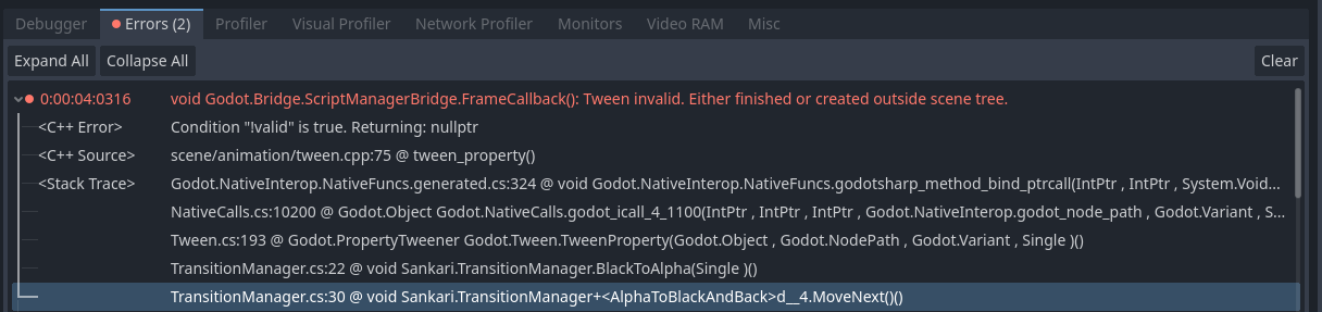 [Godot 4] Tween invalid. Either finished or created outside scene tree · Issue #120 · Valks ...