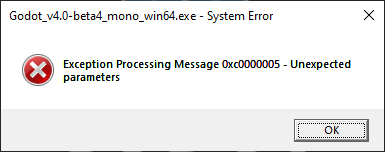 [Godot 4 Beta 4 C#] Godot Editor Crashes to Desktop when Loading Project with "System Error ...