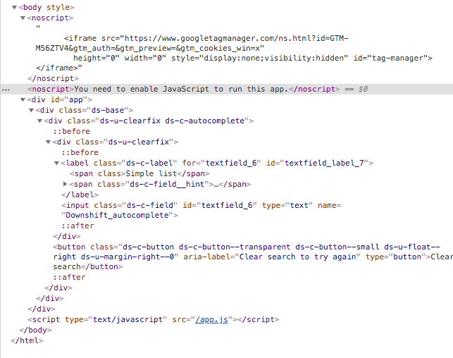 Autocomplete component not working in my system · Issue #877 · CMSgov/design-system · GitHub