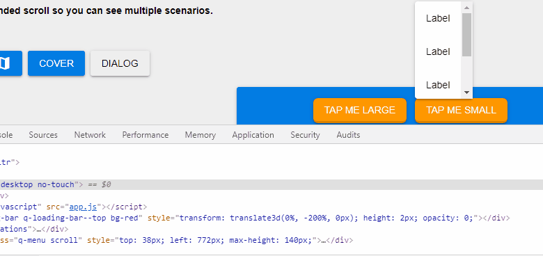 [v1]QBtnDropdown - The scroll bar is not on the right-most side · Issue #3284 · quasarframework ...