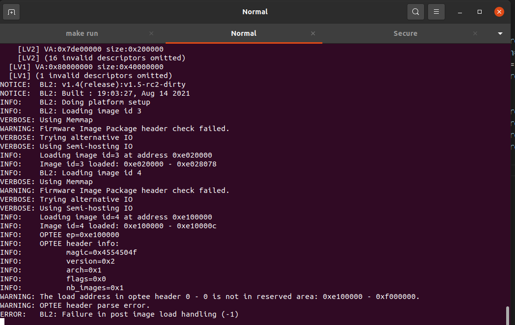 [Error] : Failure in post image load handling · Issue #518 · OP-TEE/build · GitHub