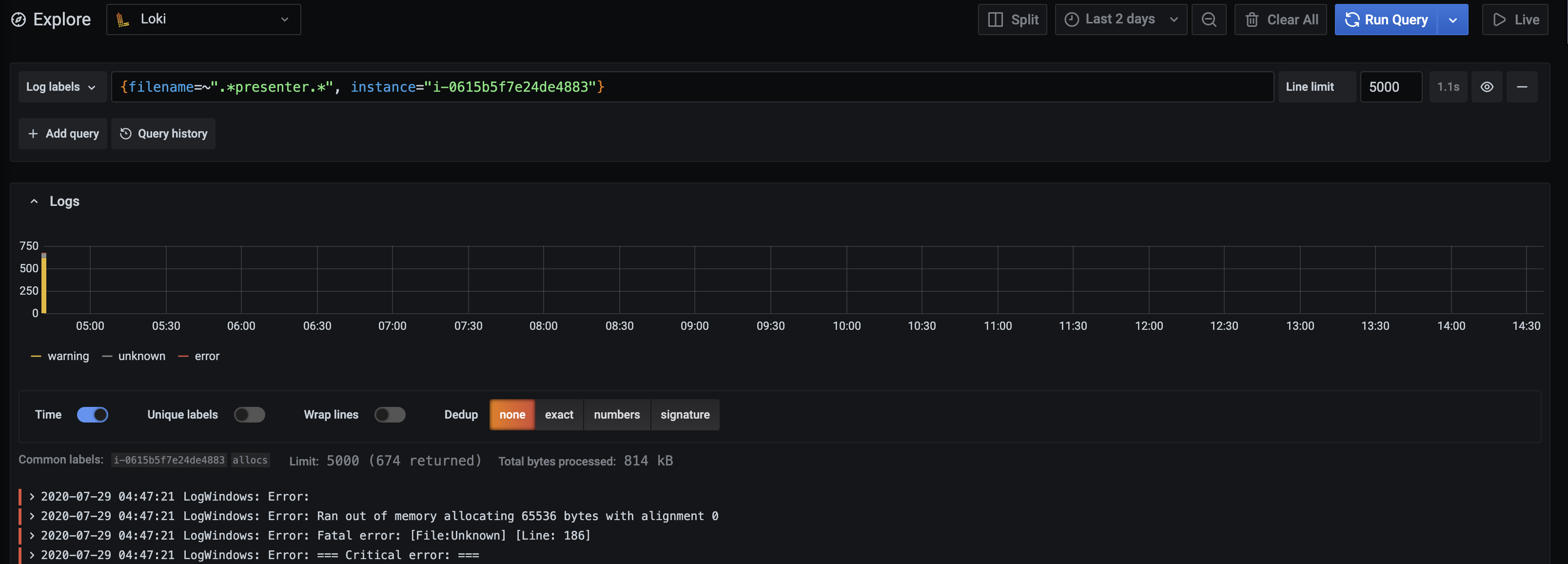 Loki doesn't return all log entries matching query in Grafana explorer even when limit is very ...