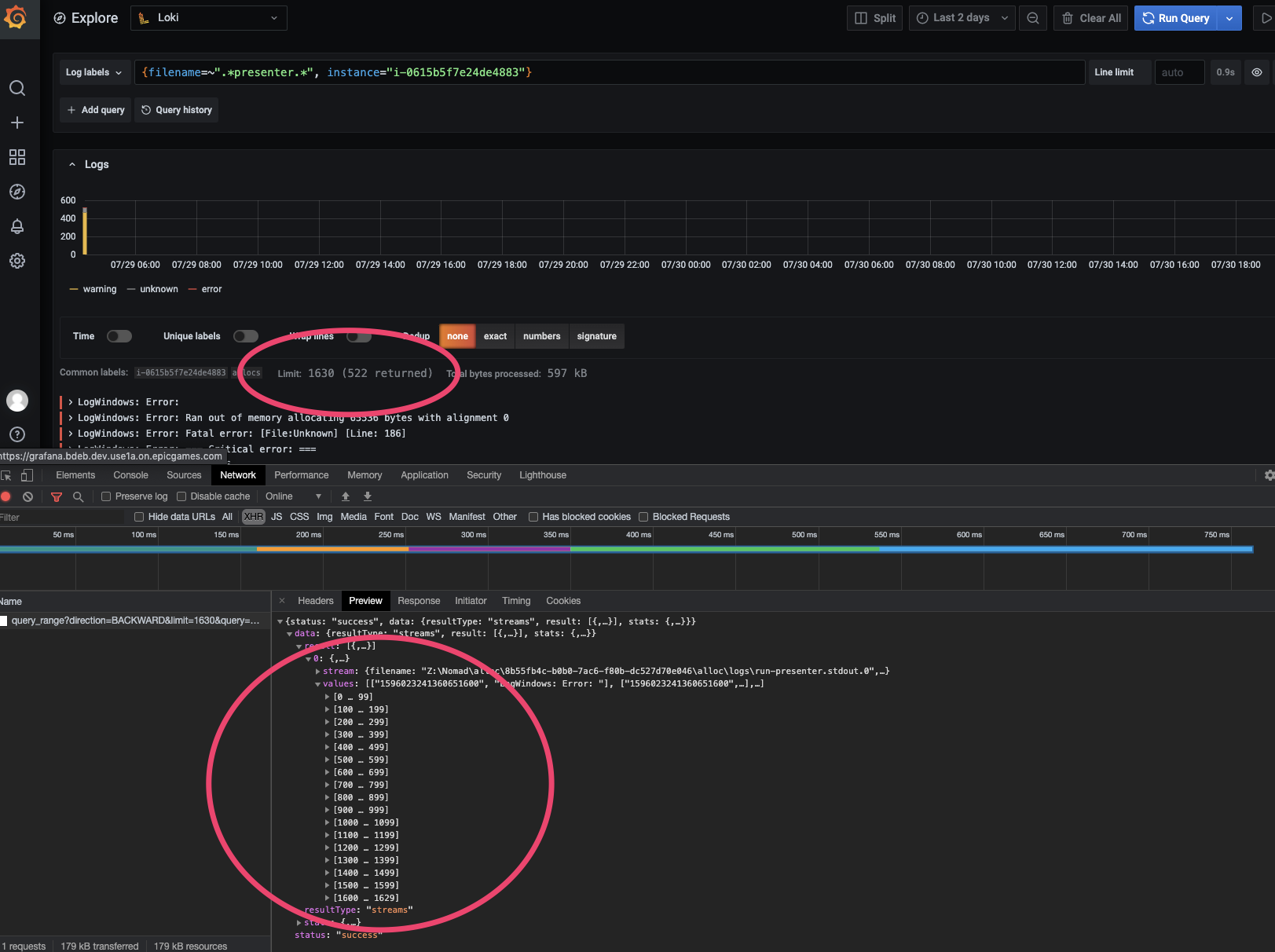Grafana Explorer randomly removes / reorders entries with same ...