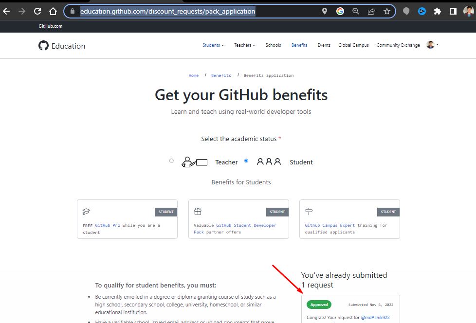 not getting access of student developer pack even though i redeem it. · community · Discussion ...