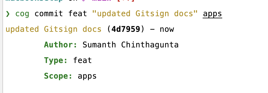 [BUG] cog not signing commits with gitsign · Issue #226 · cocogitto/cocogitto · GitHub