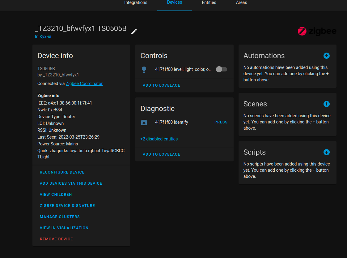 [Device Support Request] Tuya bulb _TZ3210_bfwvfyx1 TS0505B · Issue #1429 · zigpy/zha-device ...