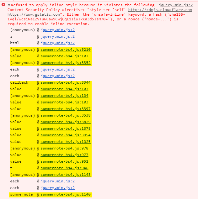 Make Summernote Csp Compliant Security · Issue 3647 · Summernote