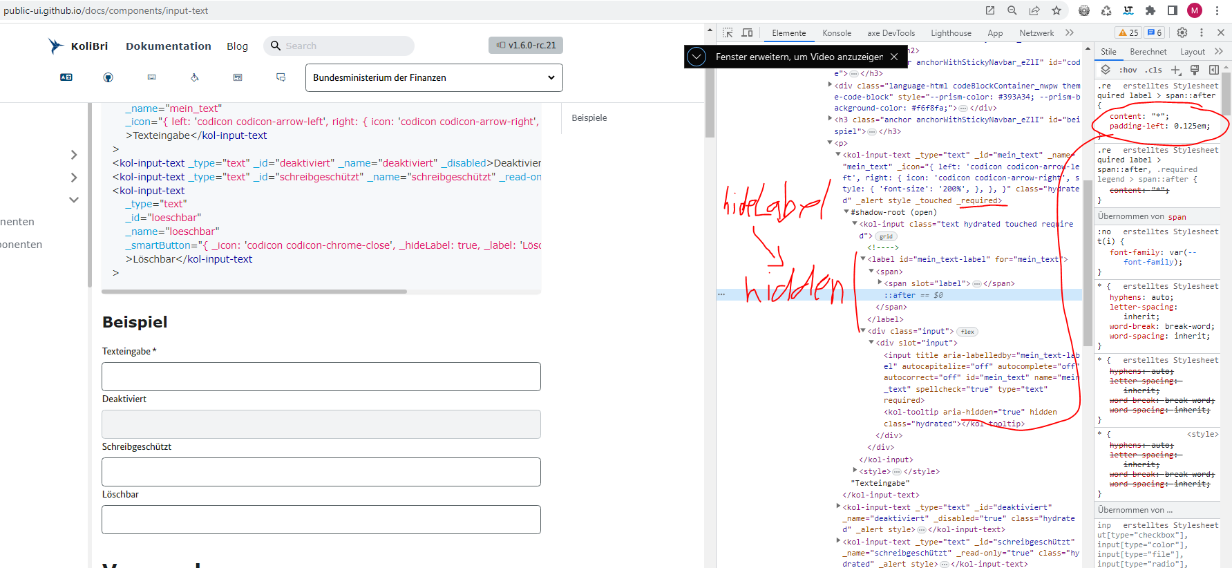 Inputs Select Textarea Bei `hidelabel` Sternchen Und A11y Hint Erweitern · Issue 4413