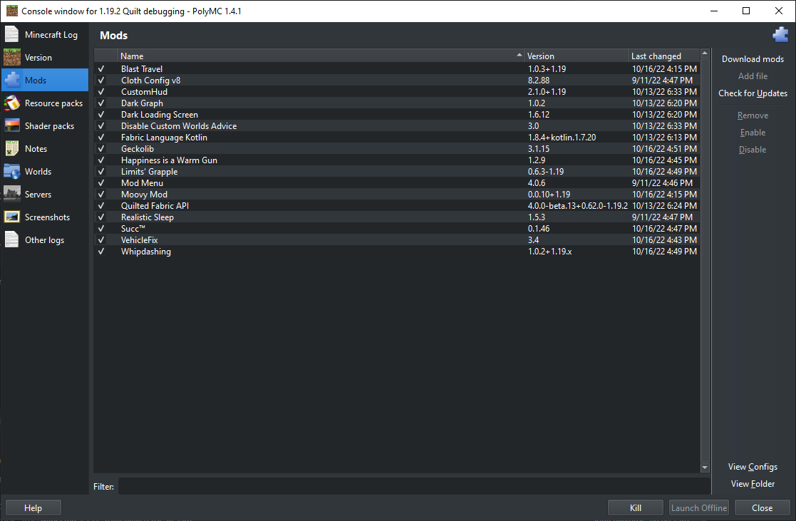 Download mods and Check for Updates buttons don't become greyed out ...