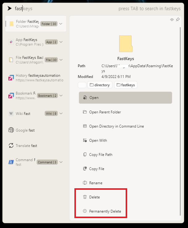 Hide Delete Option in Right Side Pane · Issue #537 · adirh3/Fluent-Search · GitHub