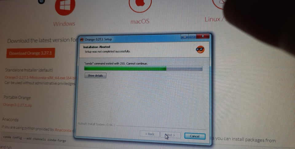 Error "conda" command exited with 255. Can not continue · Issue #5294 · biolab/orange3 · GitHub
