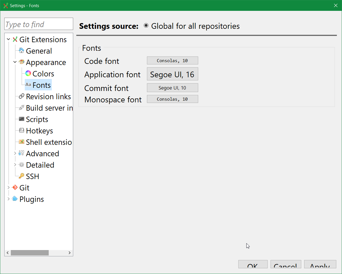 Settings Ui Content Is Hidden While It S Set Bigger Font Size · Issue 6334 · Gitextensions