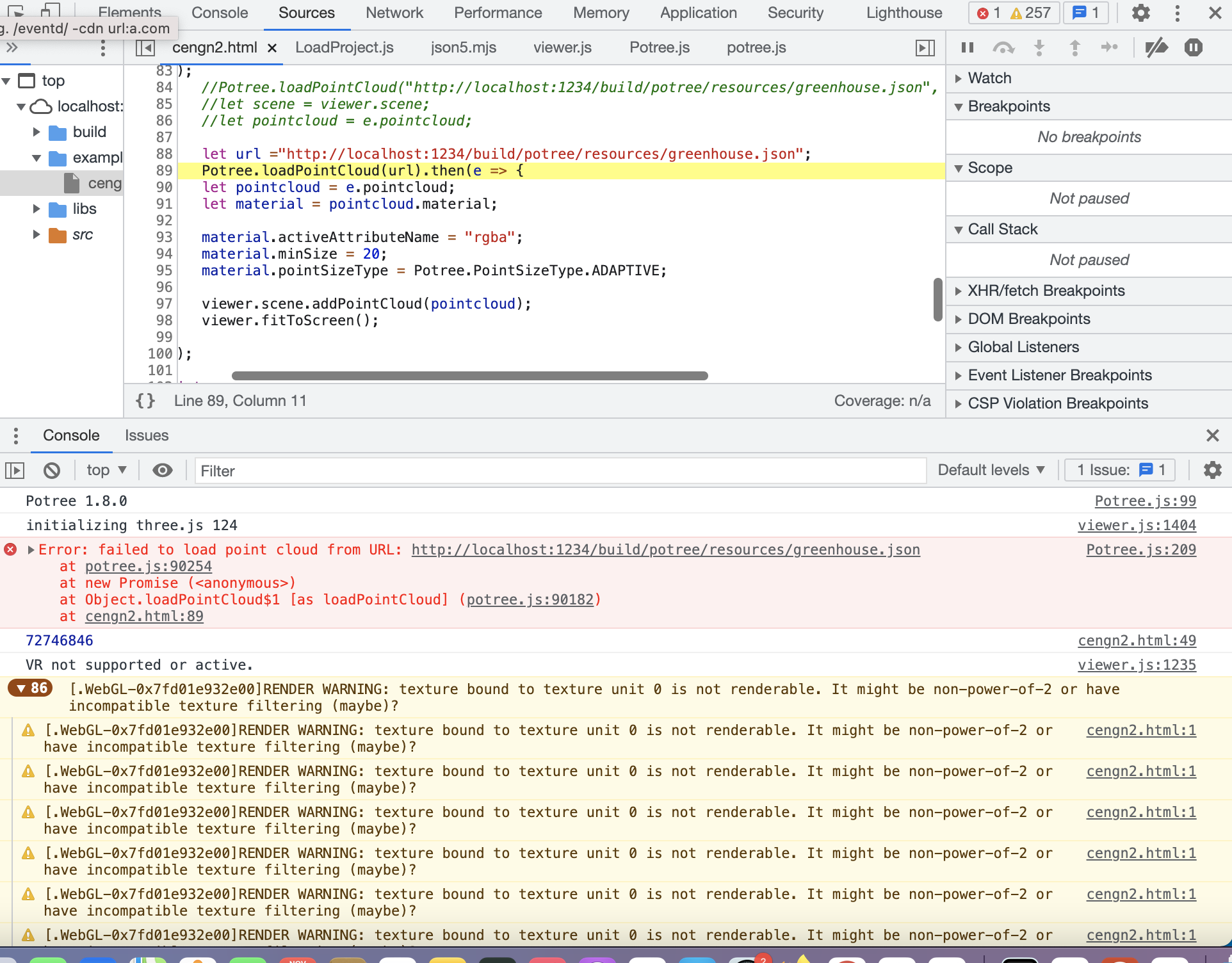 Can't load a converted json file. · Issue #1105 · potree/potree · GitHub