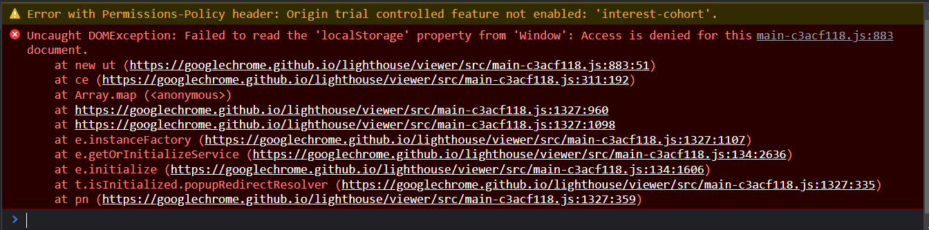 Failed to read the 'localStorage' property from 'Window': Access is denied · Issue #14052 ...