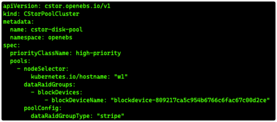 create cspc, get an error " failed to update cspc cstor-disk-pool ...