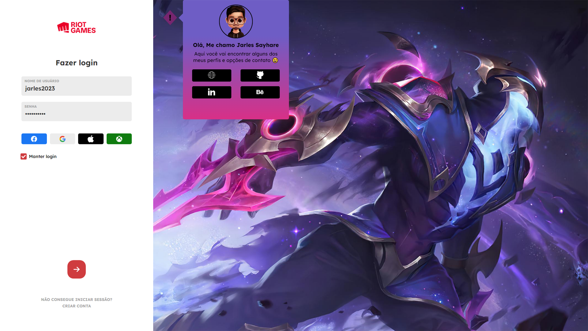 GitHub - Jarlez/league-of-legends-login-screen: Clone da tela de login do jogo 'League of ...