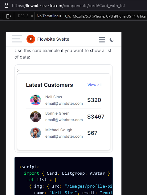 Card with list breaks on mobile · Issue #357 · themesberg/flowbite-svelte · GitHub