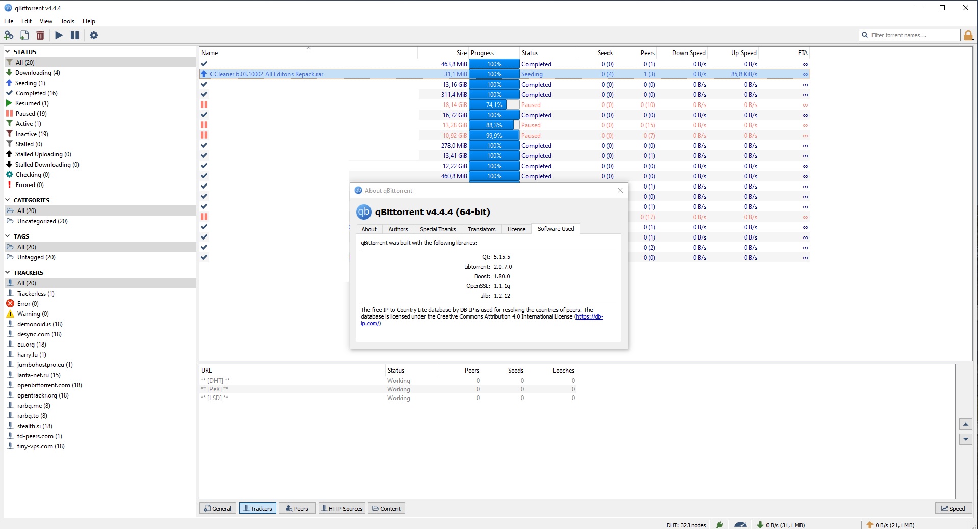 Trackers aren't added (only) when adding/starting a download via magnet link - (v4.4.4). · Issue ...