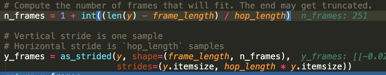 Question about y_frames computed in librosa.core.spectrum.stft ...