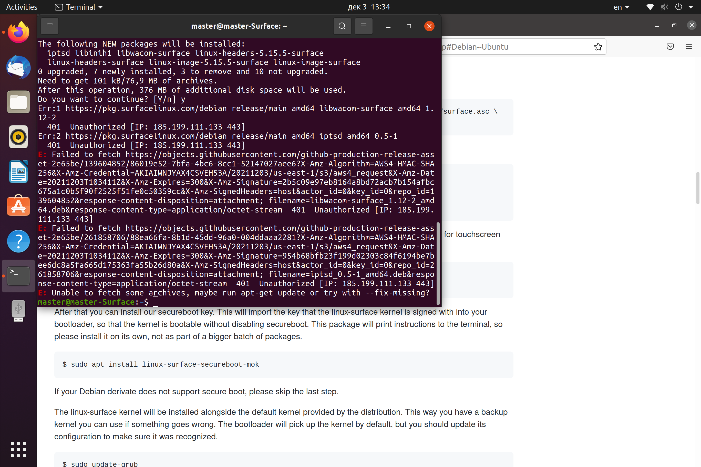 Another issue with installation · linux-surface linux-surface · Discussion #663 · GitHub