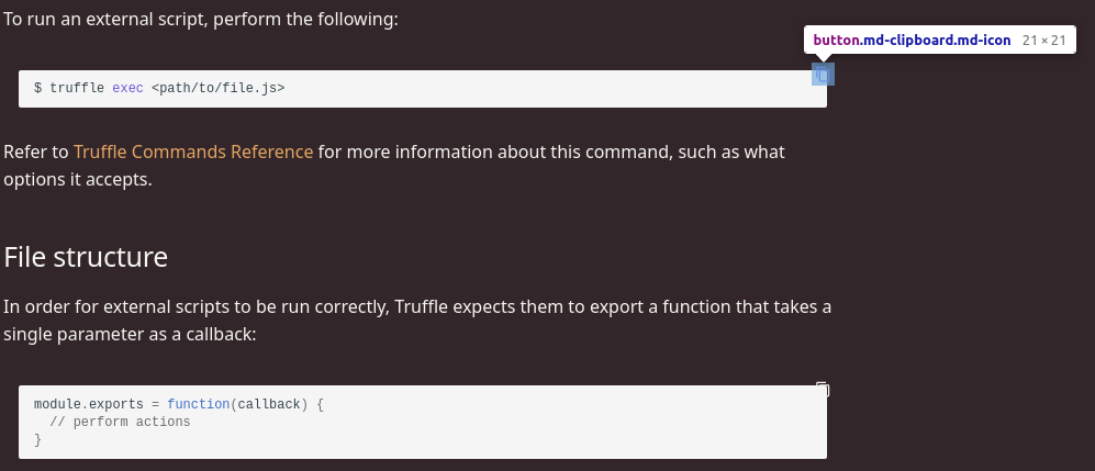 Copy button icon on code blocks is same color as background, increase margin/spacing · Issue ...