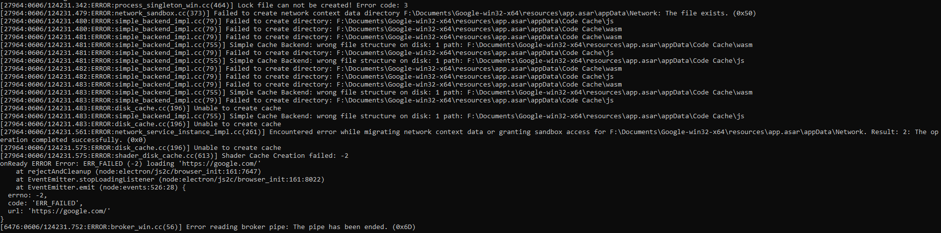 Nativefier EXE breaks when running a concealed portable build with option "--clear-cache" or ...