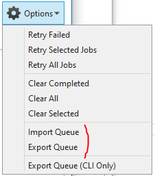 Missing Export/Import Queue options in Queue window · Issue #898 · HandBrake/HandBrake · GitHub