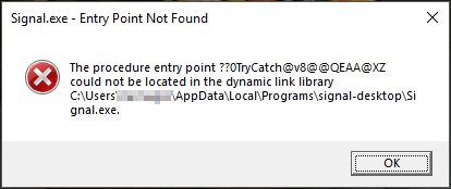 Windows: Cannot startup after update to v1.19.0: The procedure entry ...