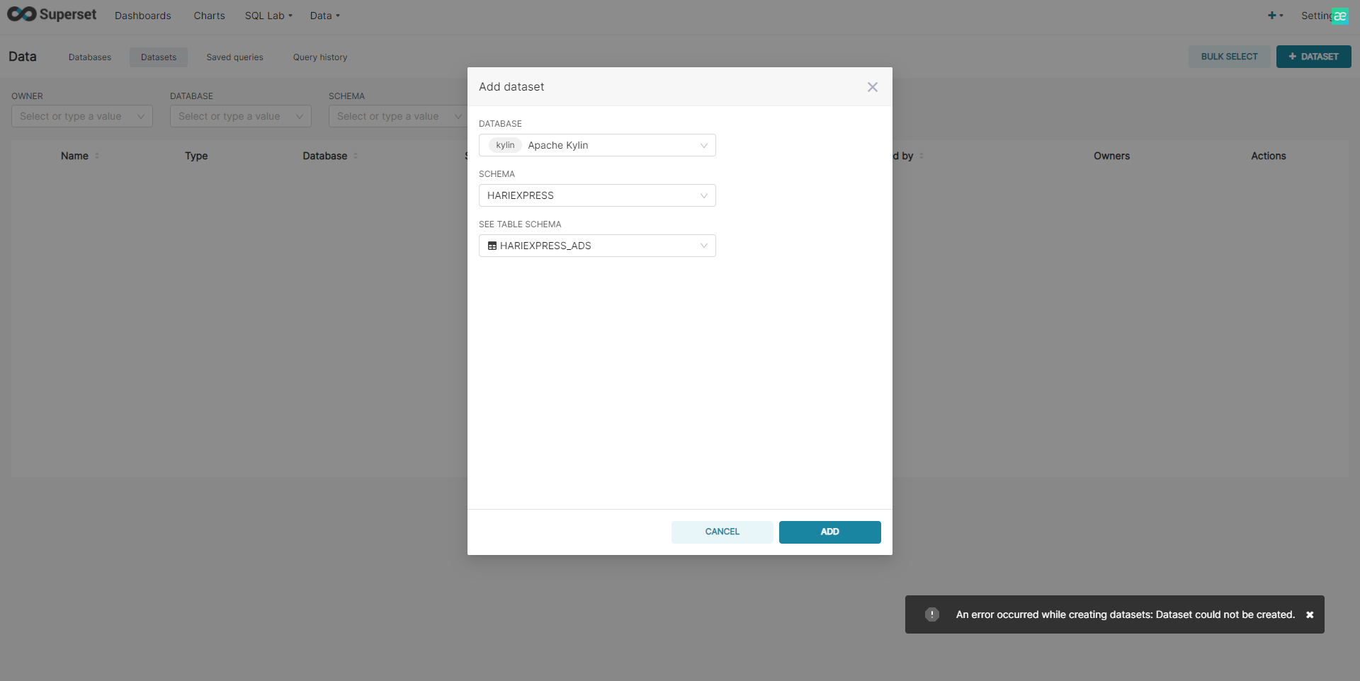 Unable to add table from kylin database · Issue #17870 · apache/superset · GitHub