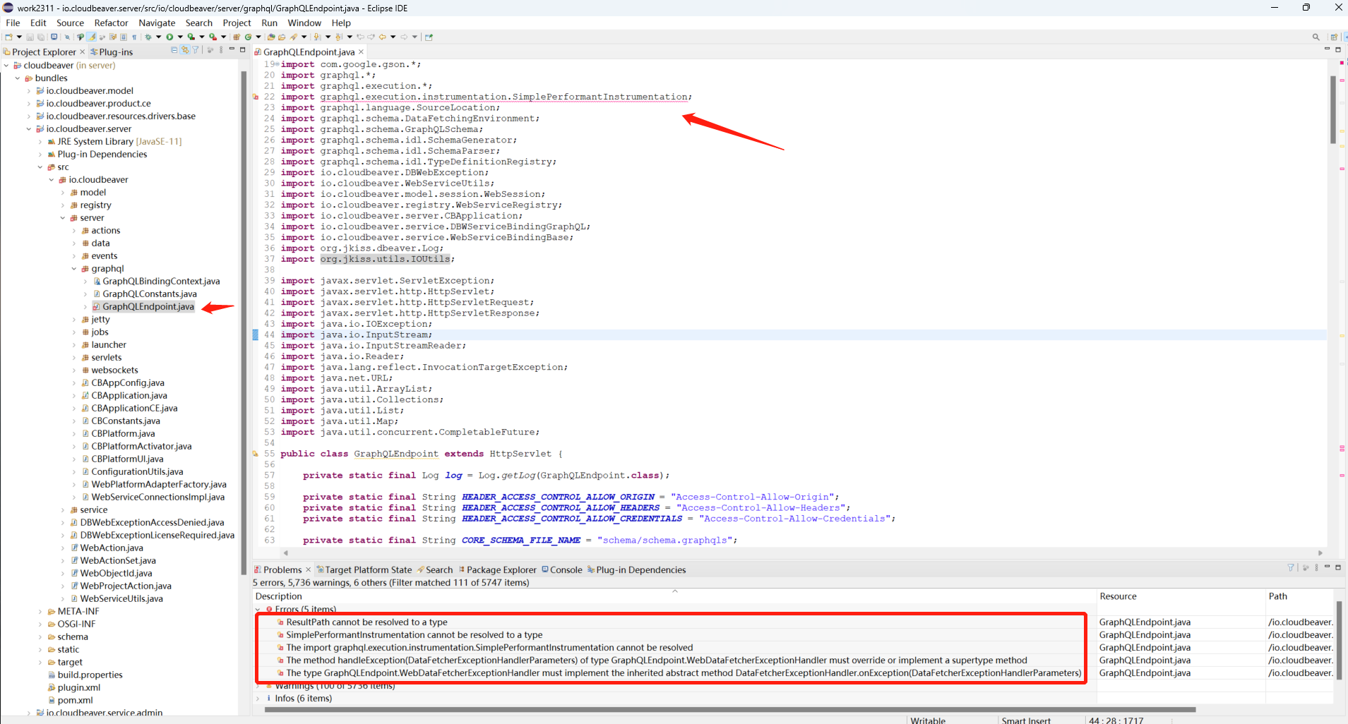 After import cloudbeaver into Eclipse，I got this problem. · Issue #1793 · dbeaver/cloudbeaver ...
