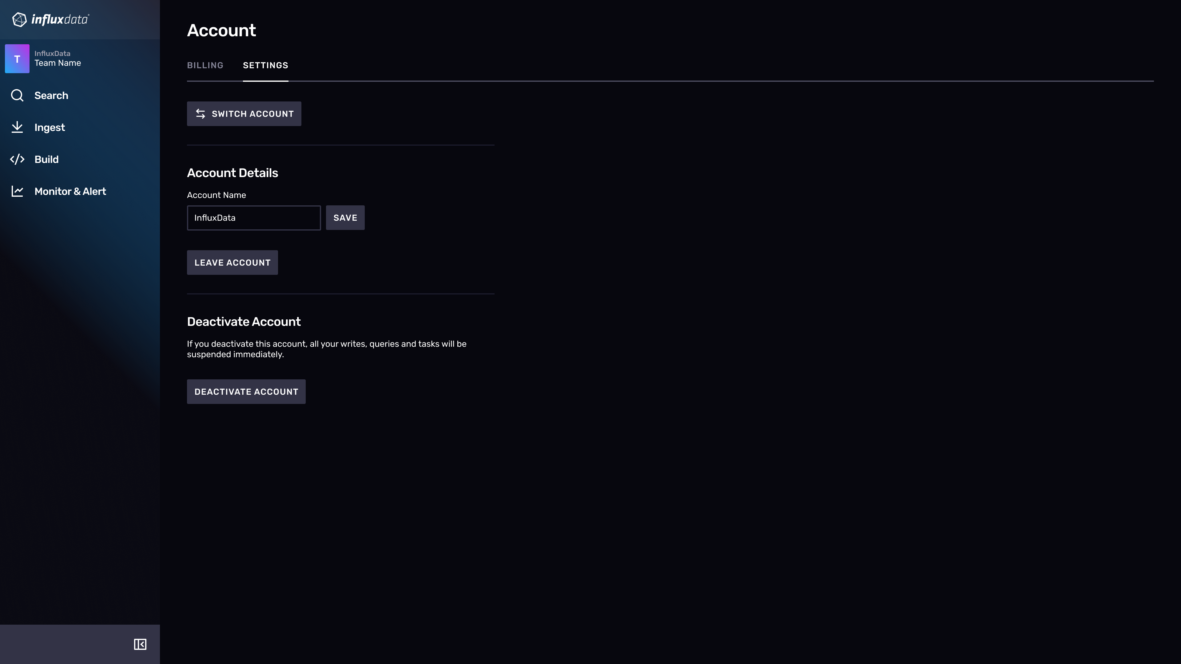 Add new Account settings page · Issue #3255 · influxdata/ui · GitHub