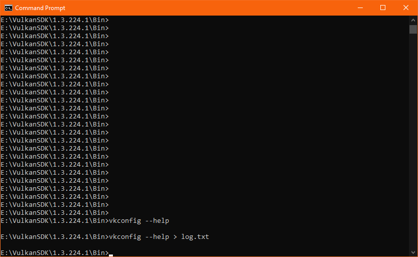vkconfig command line doesn't work on Windows · Issue #1666 · LunarG/VulkanTools · GitHub