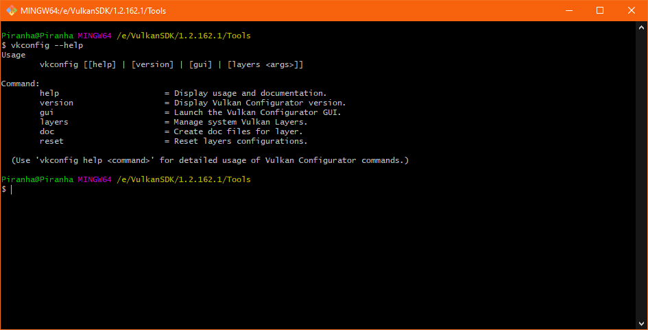 vkconfig command line doesn't work on Windows · Issue #1666 · LunarG/VulkanTools · GitHub
