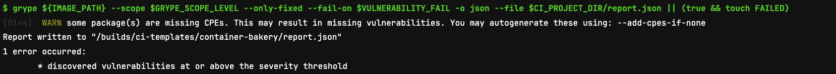 ( grype -o table ) : Unable to capture output into specified logfile _OR_ any output file ...
