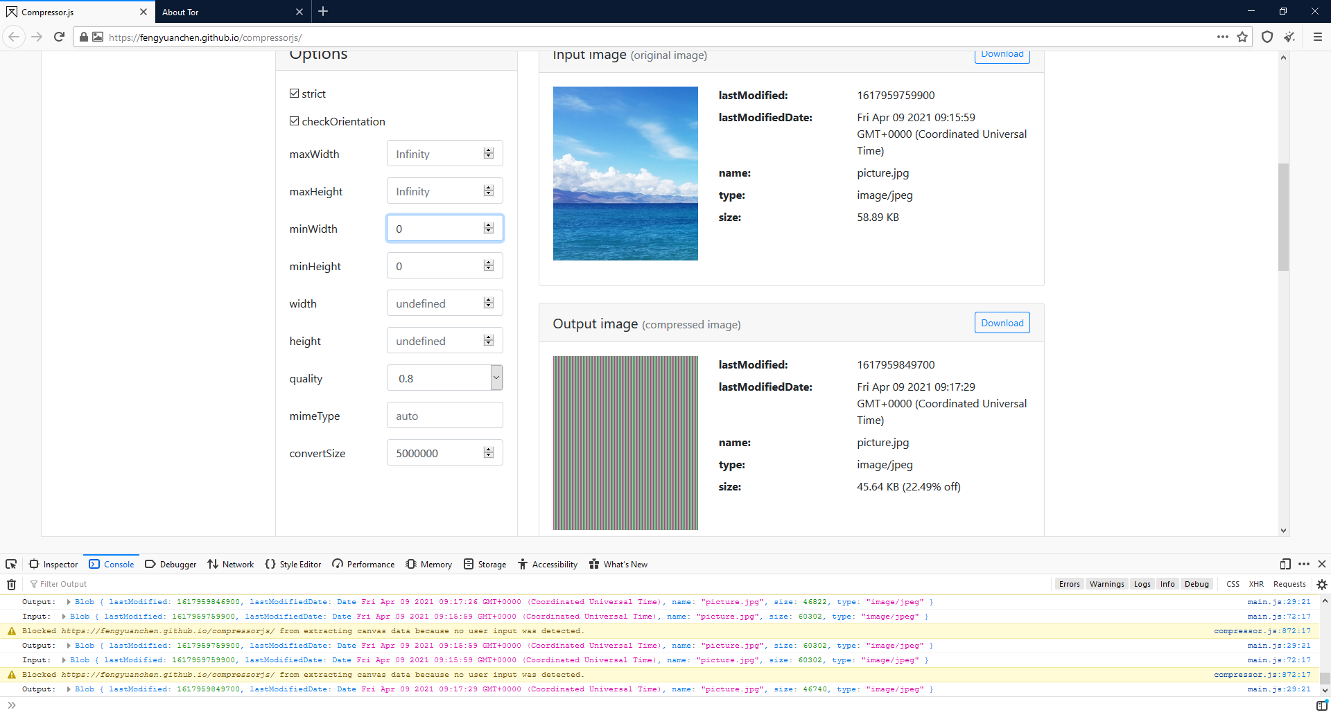 Image corruption · Issue #122 · fengyuanchen/compressorjs · GitHub
